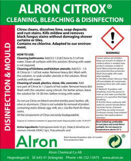 alron citrox label - LVC - Commercial Cleaning Machines